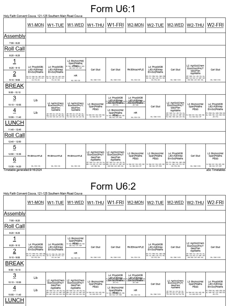 Time Table | PDF