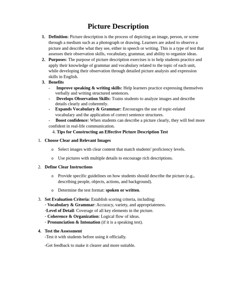Picture Description Test PPD3 | PDF