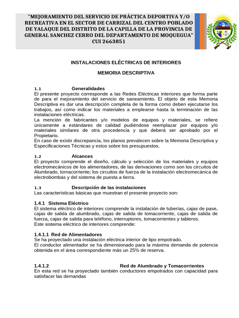 06 Memoria Iiee | PDF | Conductor electrico | Enchufes y tomas de corriente alterna