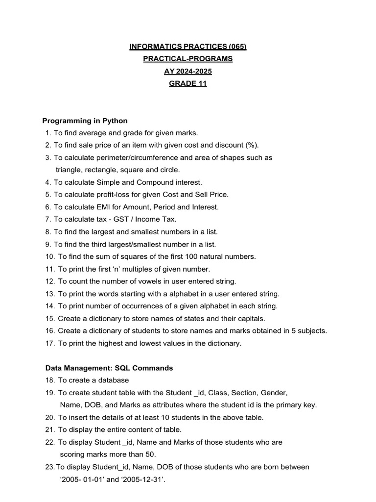 Gr11 IP Lab Manual AY24-25 | PDF