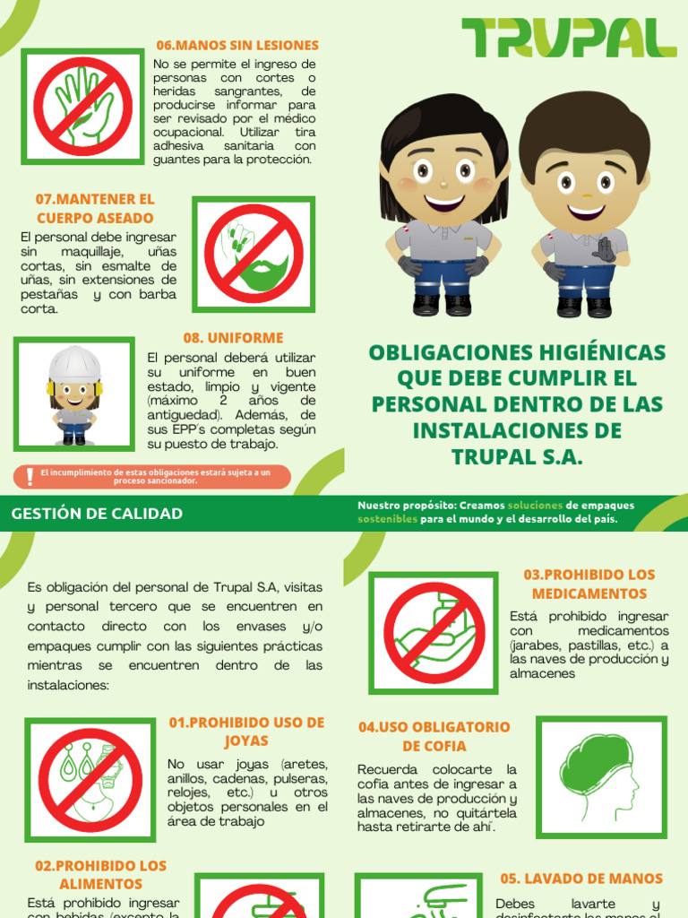 Normas Higiénicas en Trupal S.A. | PDF | Lavado de manos