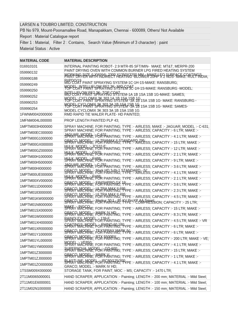 Paint Material Catalogue Report | PDF | Paint | Color