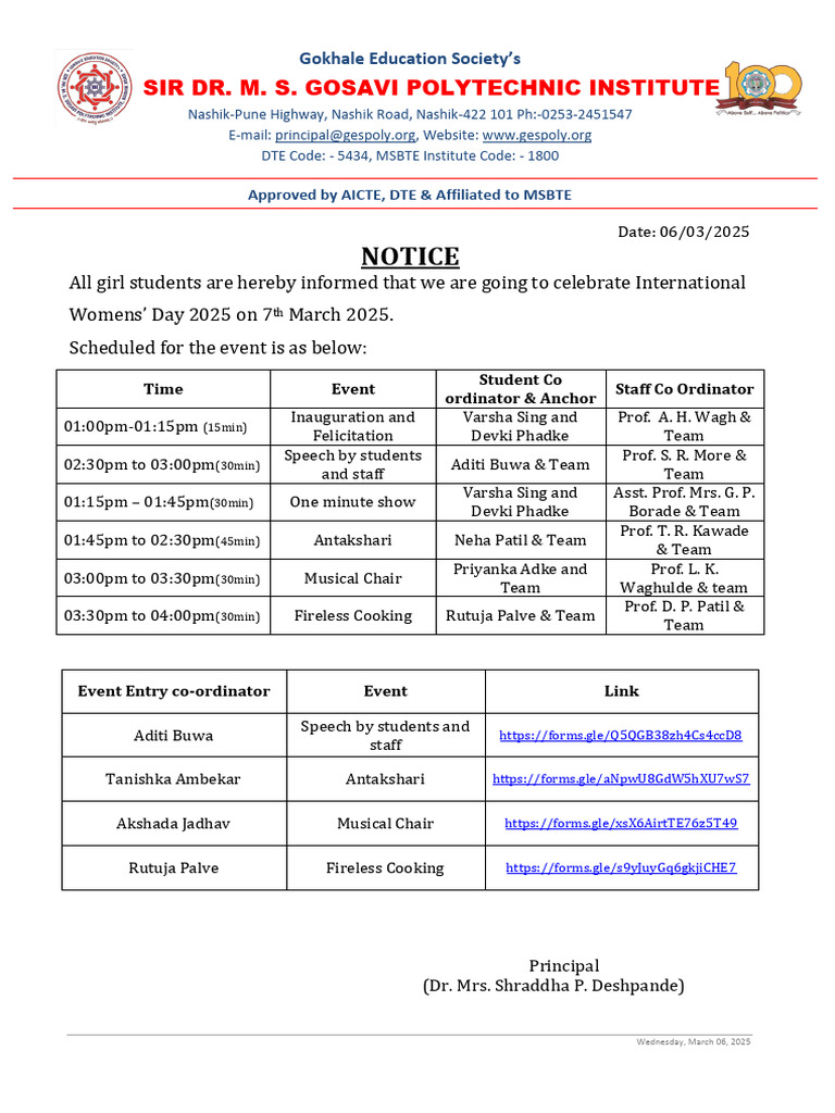 Womens Day Program Layout | PDF