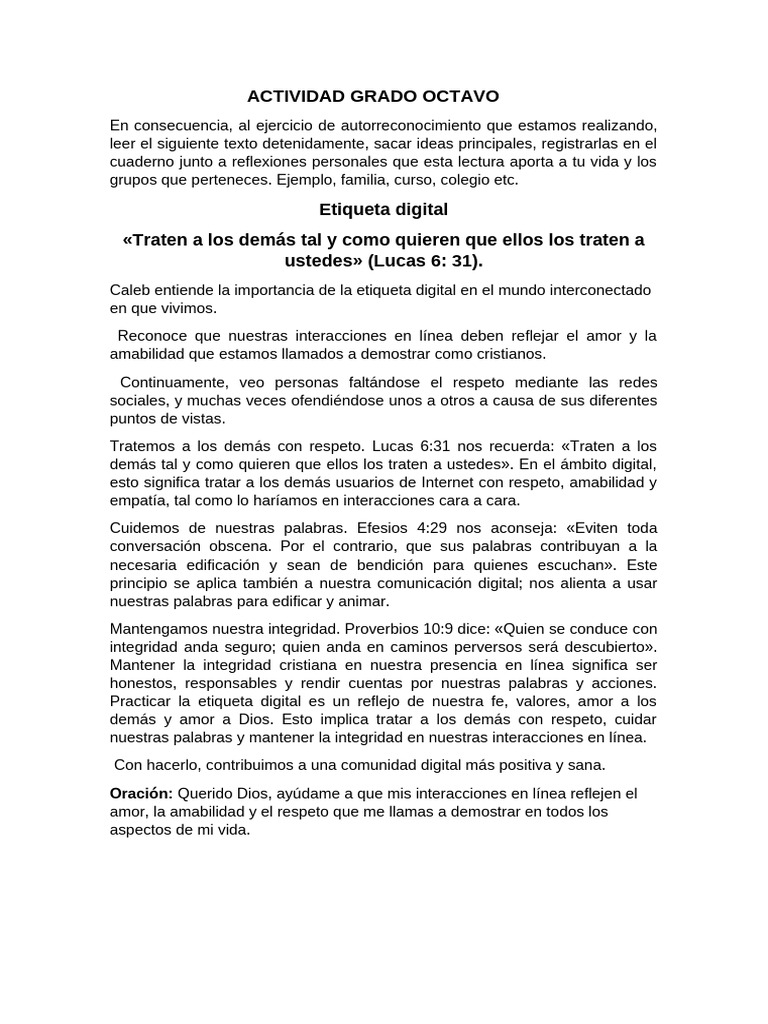 Actividad Grado OCTAVO | PDF