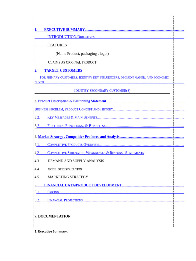 Product Development TEMPLATE | PDF | Product (Business) | Marketing Strategy
