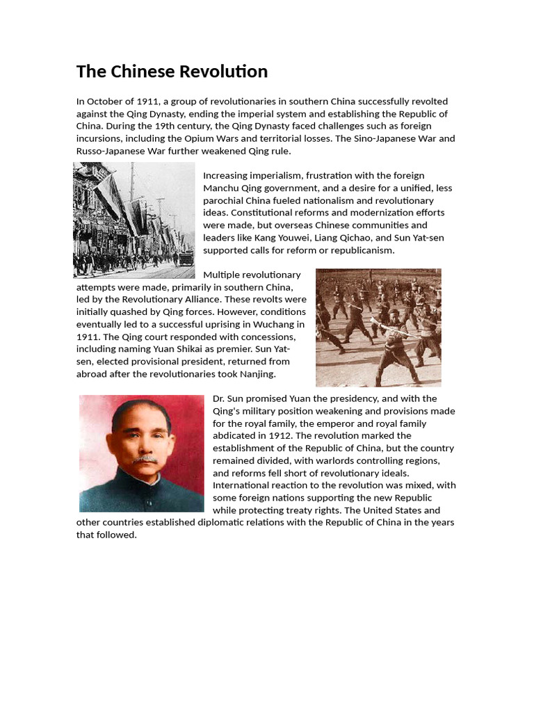 1911 Chinese Revolution Overview | PDF
