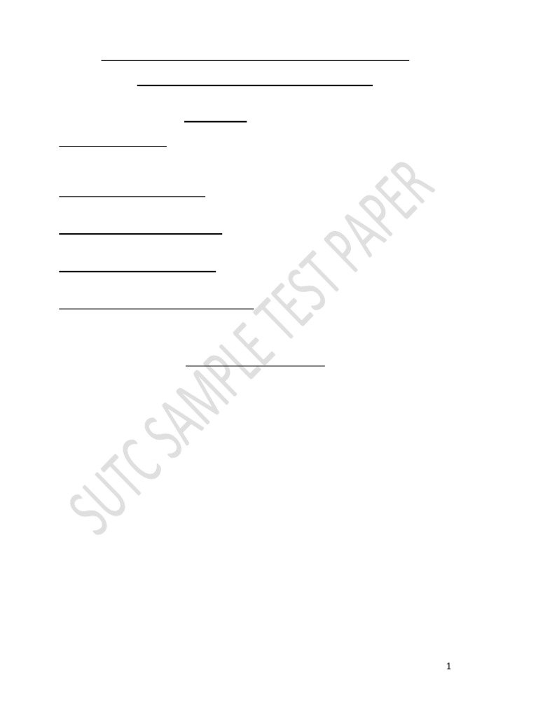 Sample Test Paper Omr Sheet Pet2025 Sutc | PDF