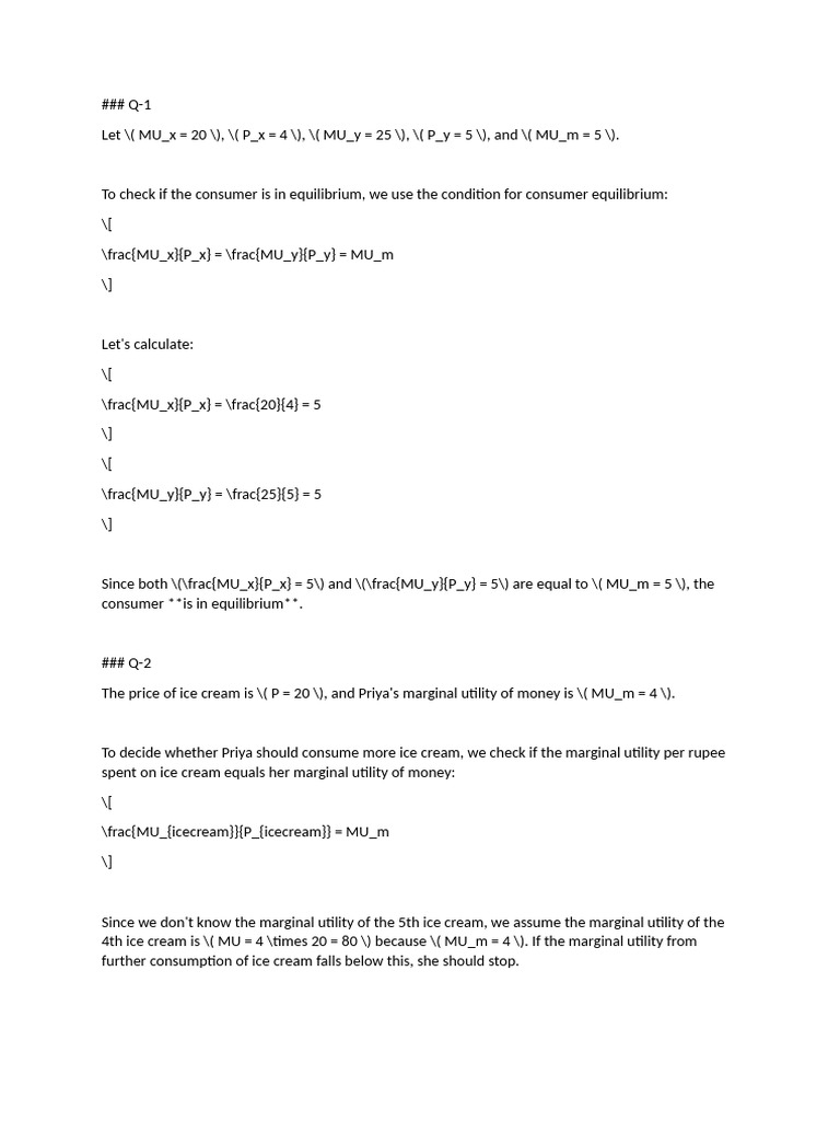 Class 11 Micro Chapter 2 | PDF | Utility | Economic Equilibrium