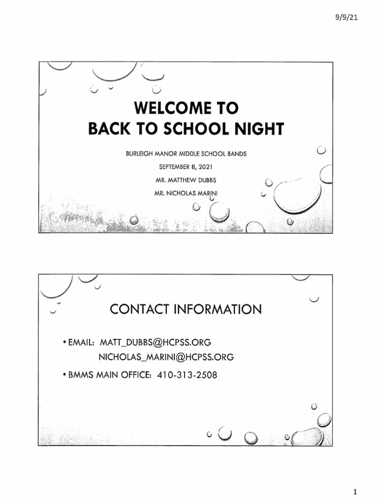 Back To School Night Powerpoint 2021-1 | PDF