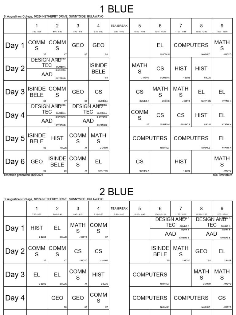 Class Timetables | PDF