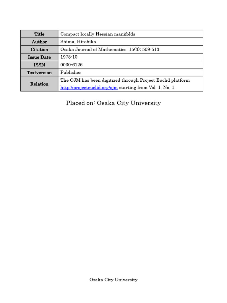 Locally Hessian Manifolds | PDF | Mathematics | Metric Geometry