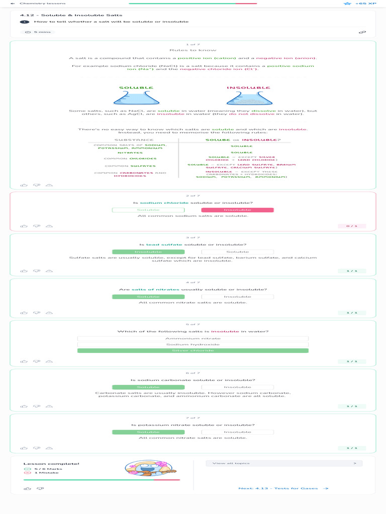 Soluble & Insoluble Salts Lesson GCSE Chemistry Edexcel IGCSE Triple ...