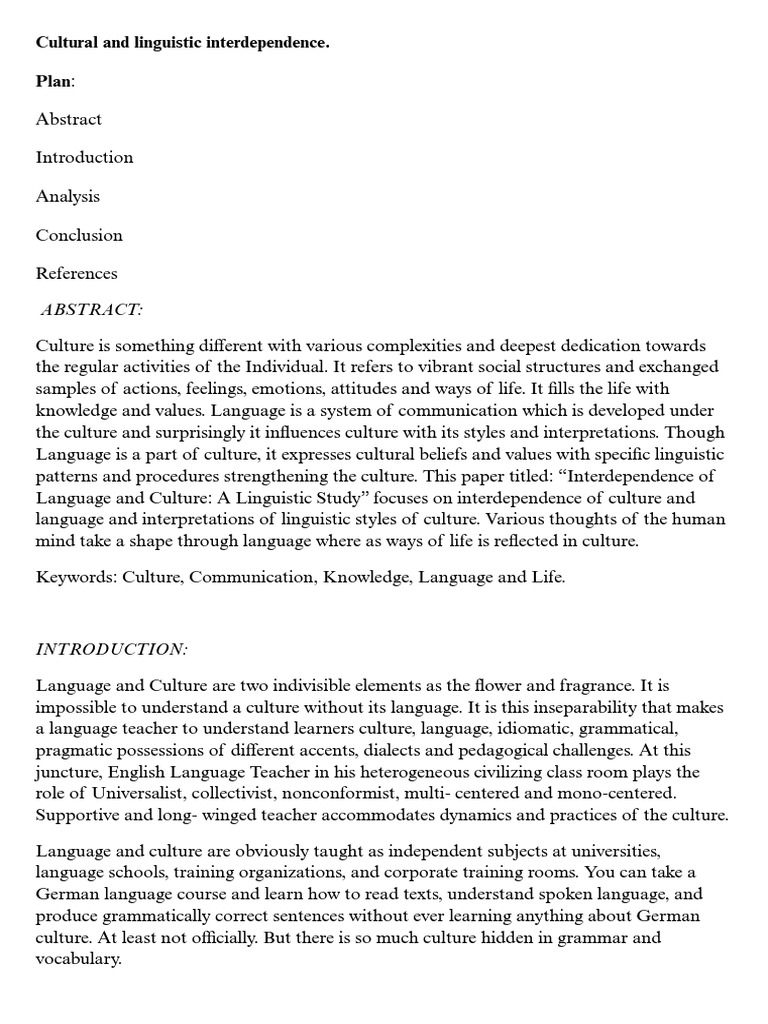 Cultural and Linguistic Interdependence PDF | PDF | Linguistics | Semantics