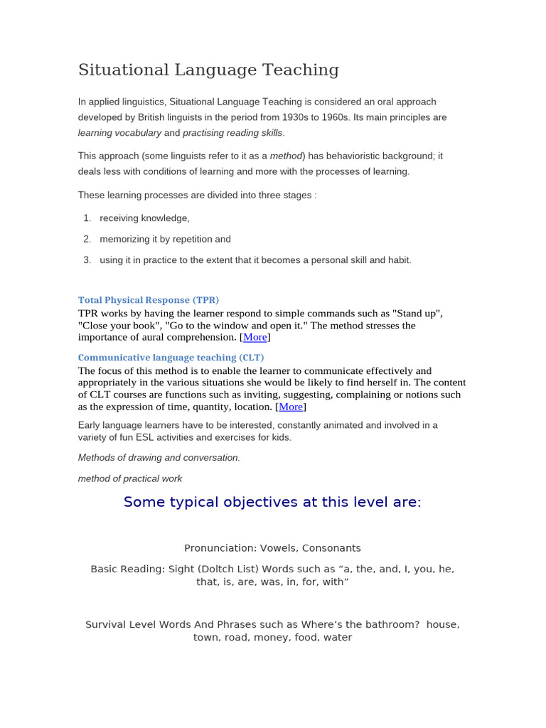 Situational Language Teaching | PDF