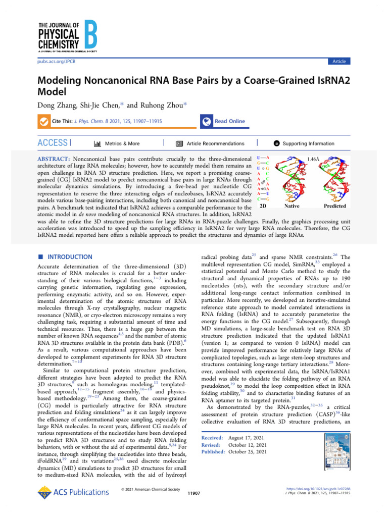 Coarse-Grained Model for RNA Structure | PDF | Rna | Base Pair