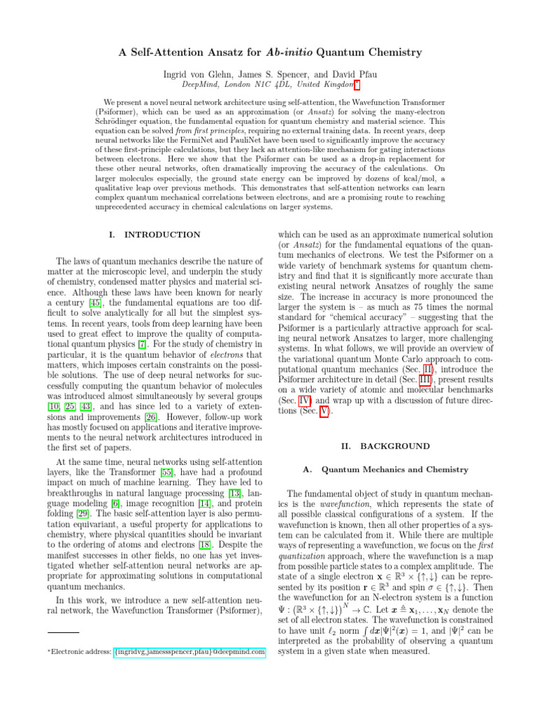 A Self-Attention Ansatz For Ab-Initio Quantum Chemistry | PDF | Wave Function | Ab Initio ...