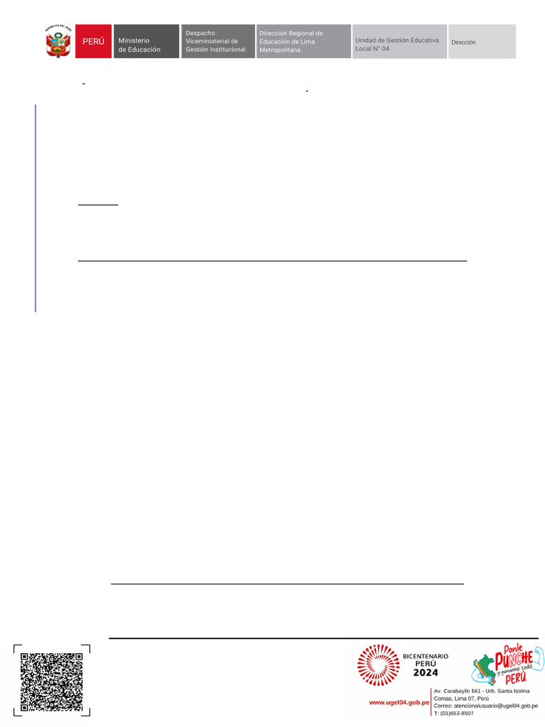 Oficio 01041 2024 Minedu Vmgi Drelm Ugel04 Dir | PDF