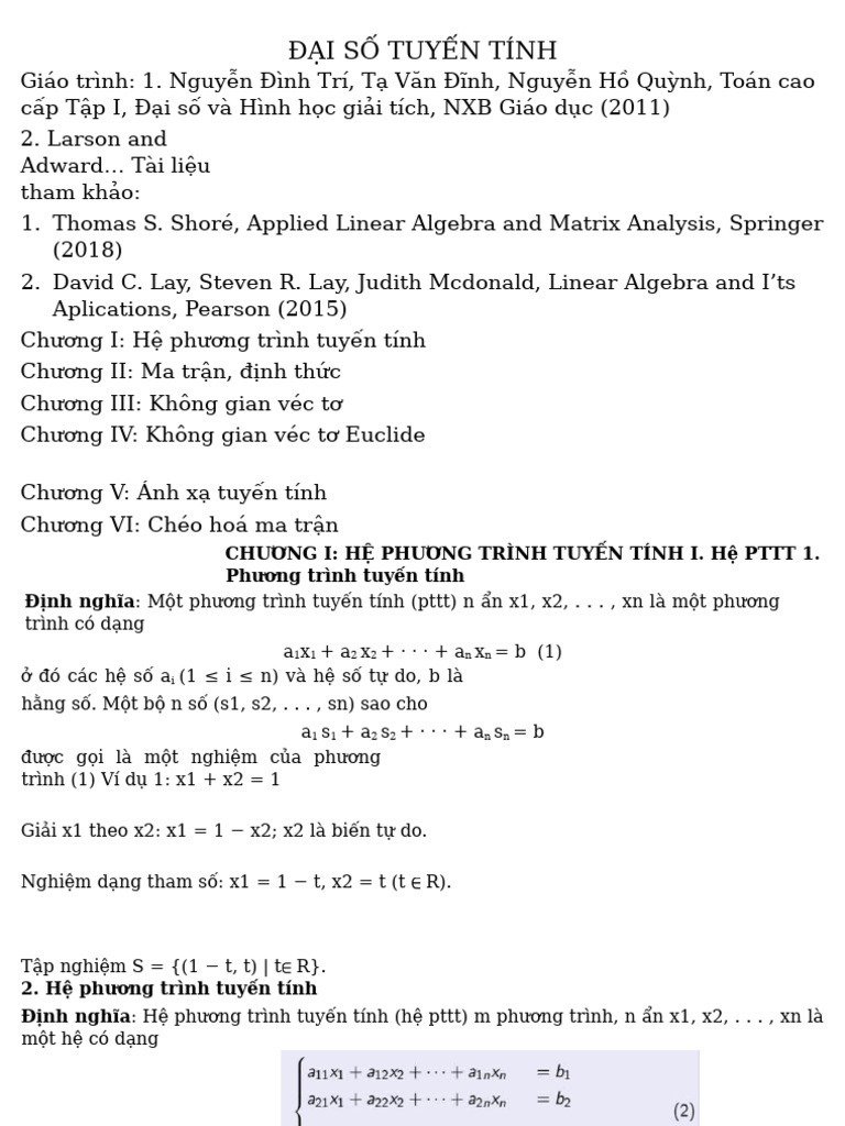 Chương 1- Hệ PTTT | PDF