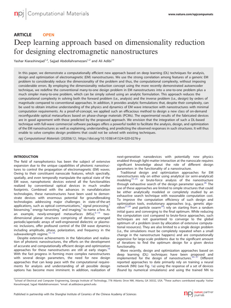 Deep Learning Approach Based On Dimensionality Reduction For Designing ...