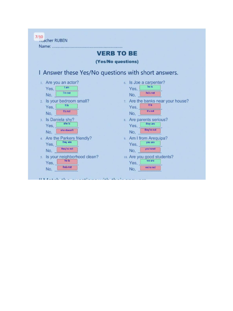 Homework 1 verb to be | PDF