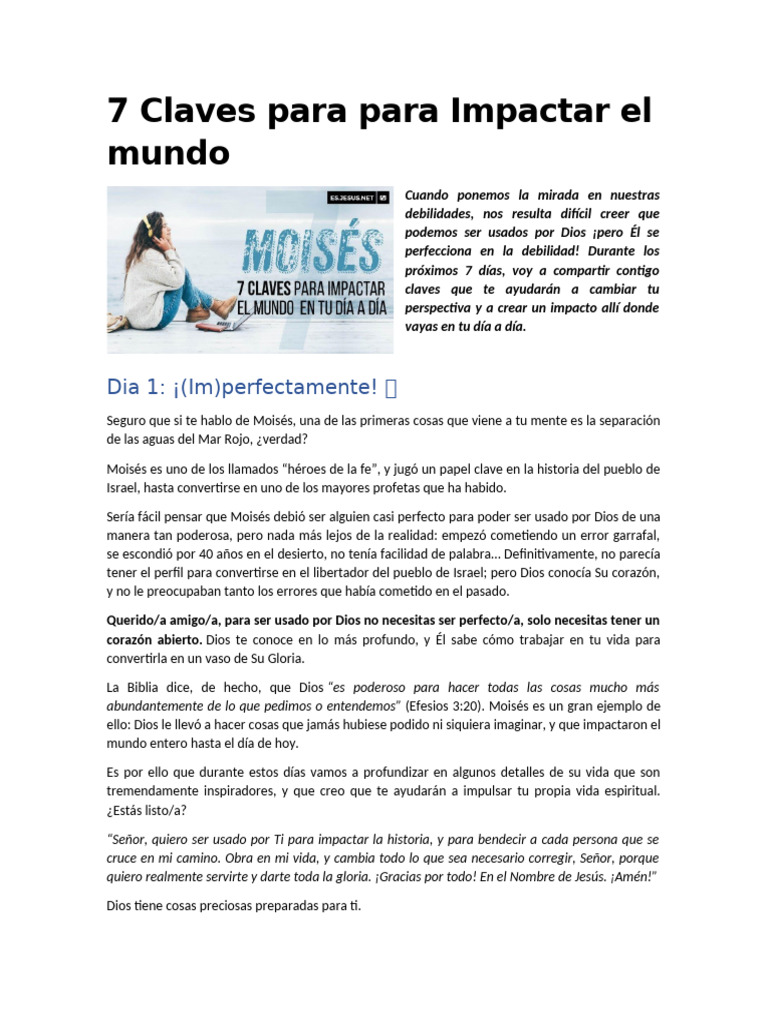 7 Claves para Impactar tu Vida Espiritual | PDF | Libro del éxodo | Moisés