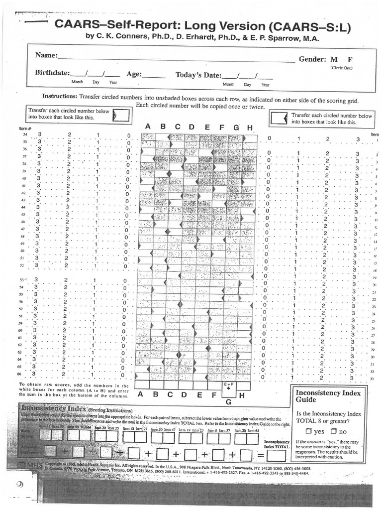Baremos y Correcci+ N CAARS | PDF