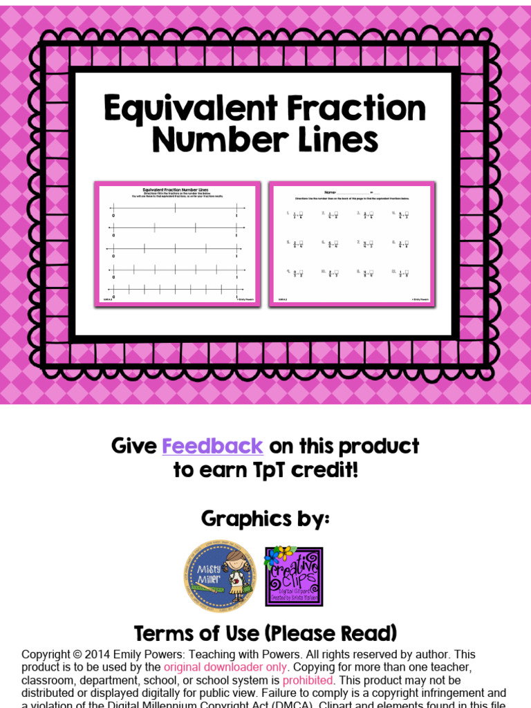 Equivalent Fraction Number Line Worksheet | PDF | Copyright | Digital ...