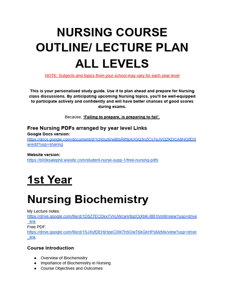 Nursing Biochemistry Course Outline | PDF | Metabolism | Biochemistry