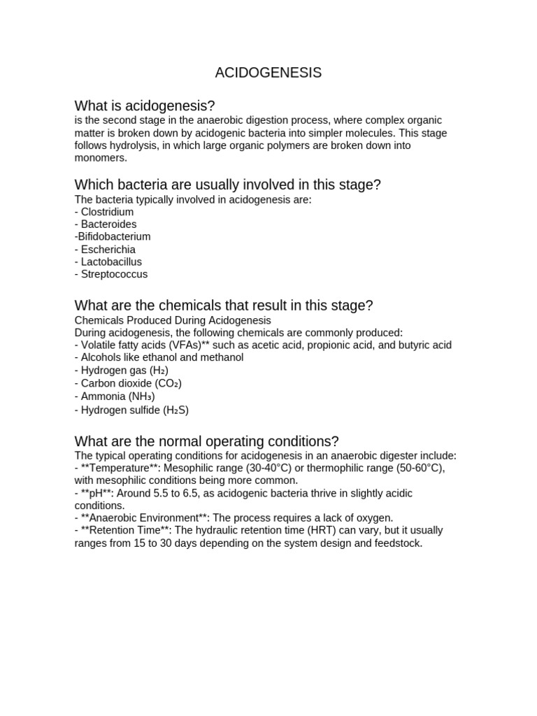 Acidogenesis | PDF
