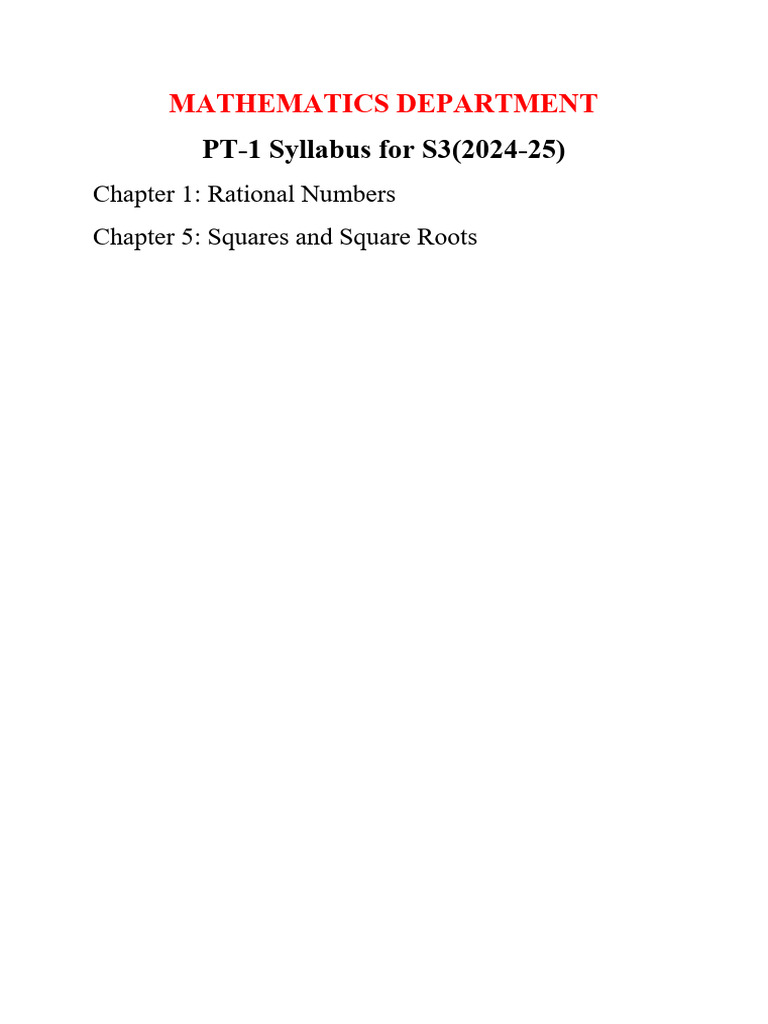 S3 PT 1 Math Syllabus (2024-25) | PDF