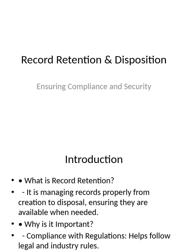 Record Retention and Disposition Updated | PDF
