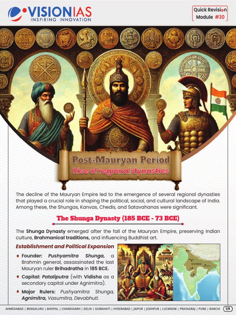 69a36 Post Mauryan Period Rise of Regional Dynasties | PDF