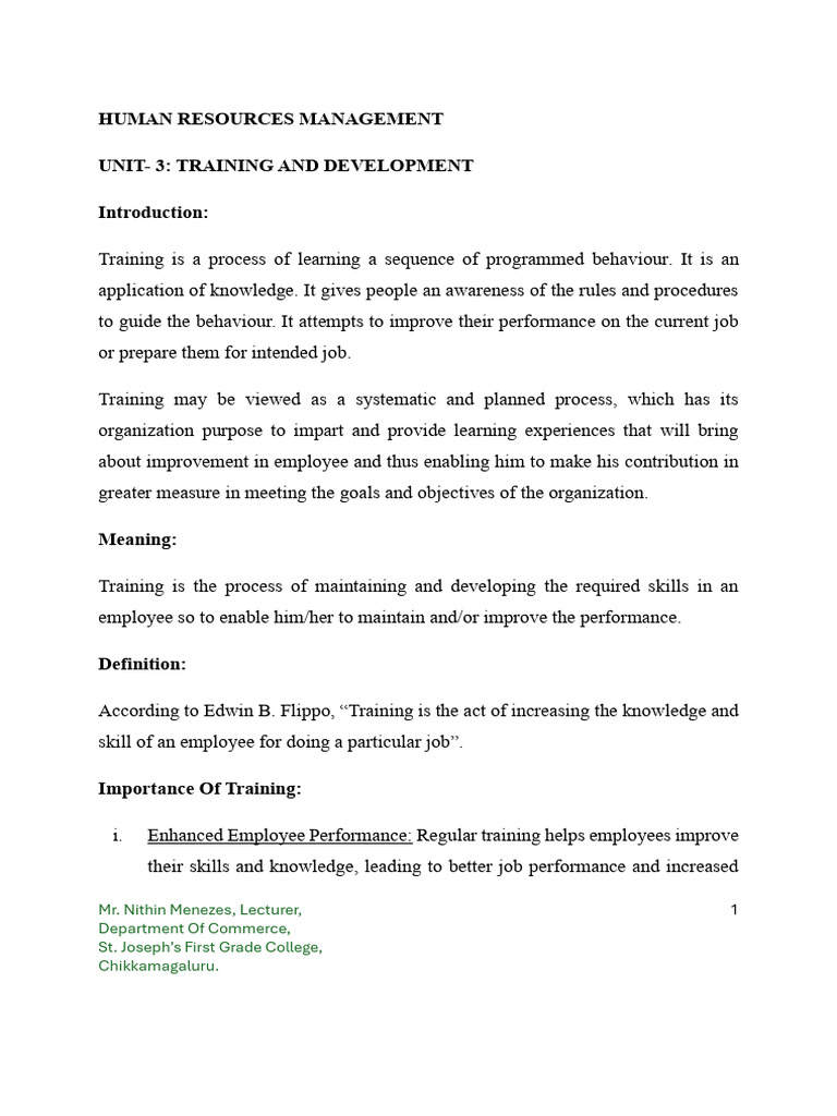 Unit-3rd Human Resource Management | PDF | Human Resources | Learning