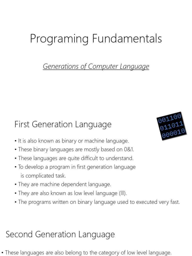 03-Lecture-PF-Generations of Porgraming Languages | PDF | Assembly Language | Computer Programming
