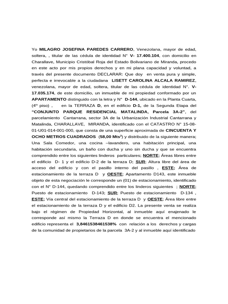Compra Venta Apartamento | PDF | Condominio | Venezuela