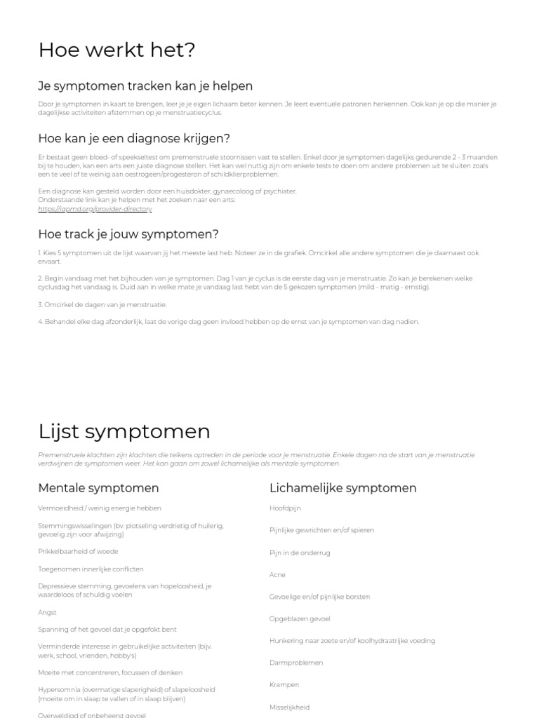 Symptomen Tracken Sjabloon | PDF