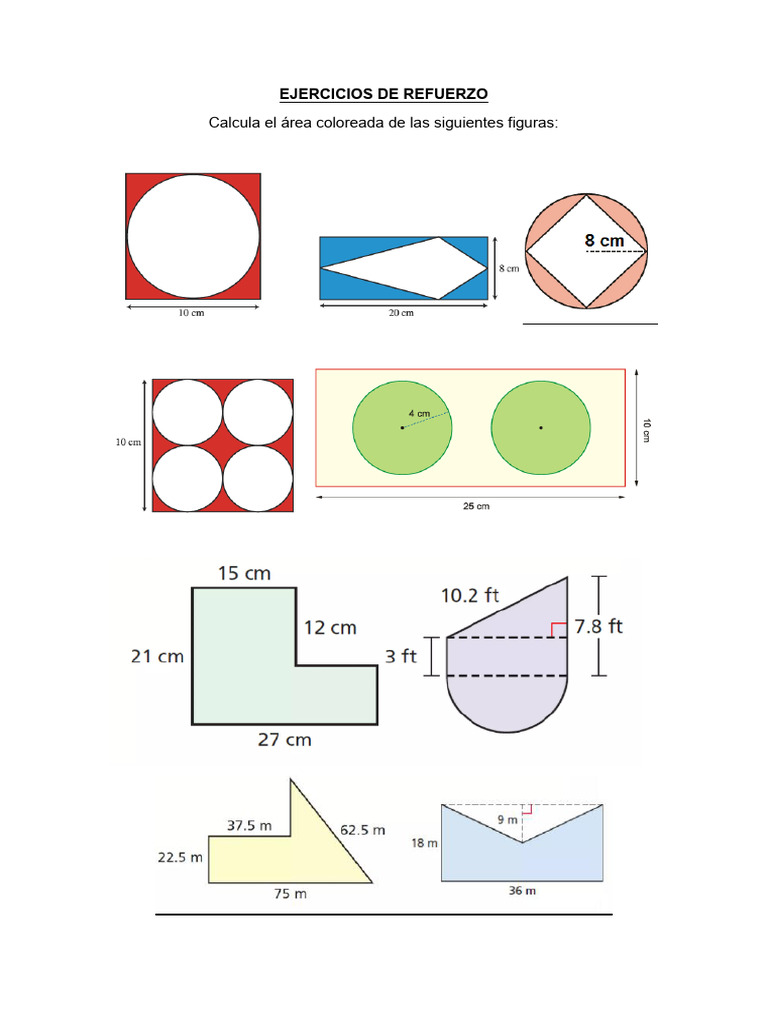 ÁREAS COMPUESTAS - Ficha Refuerzo | PDF