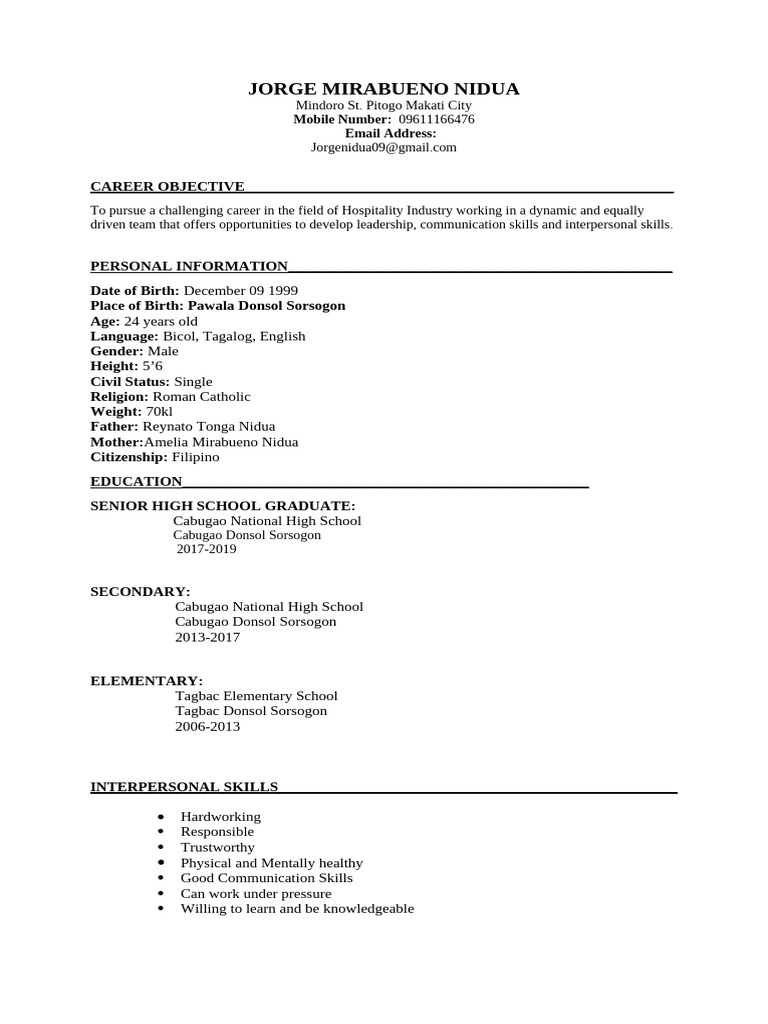 Bo Jorge Resume | PDF