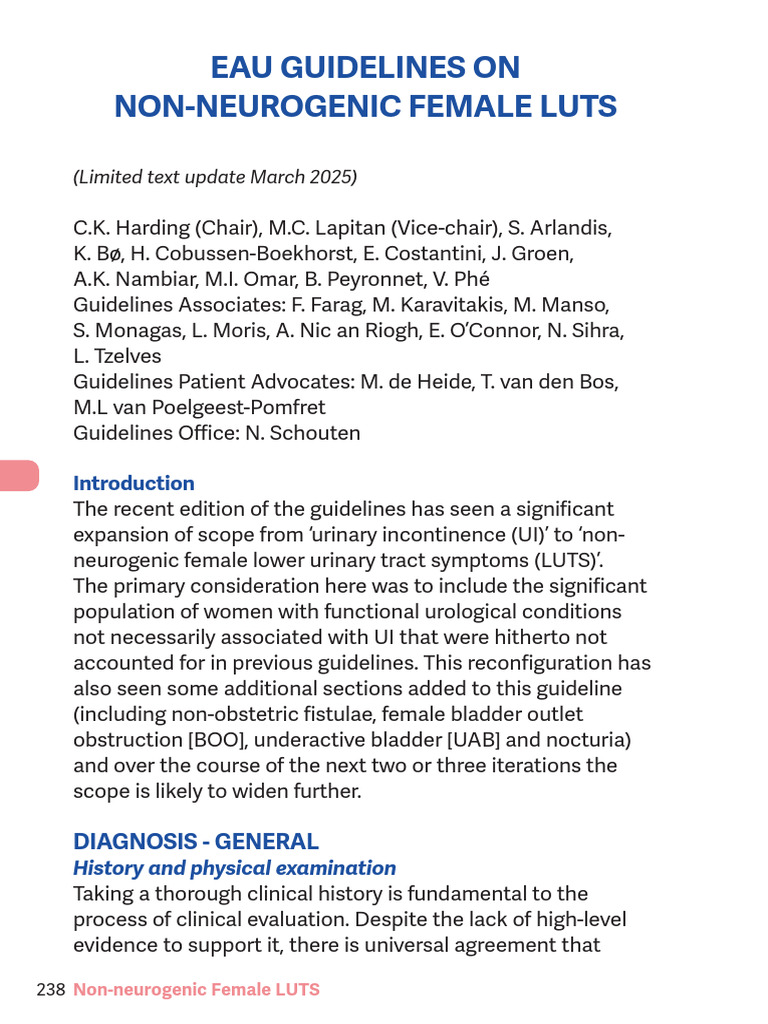 Non Neurogenic Female LUTS 2025 | PDF | Urinary Incontinence | Medical ...