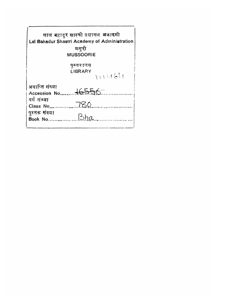 History of Music of Upper India Speech of Bhatkhande V. | PDF