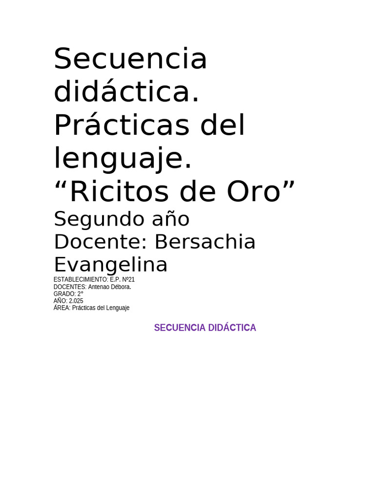 Ricitos de Oro-2do | PDF | Literatura | Escritura