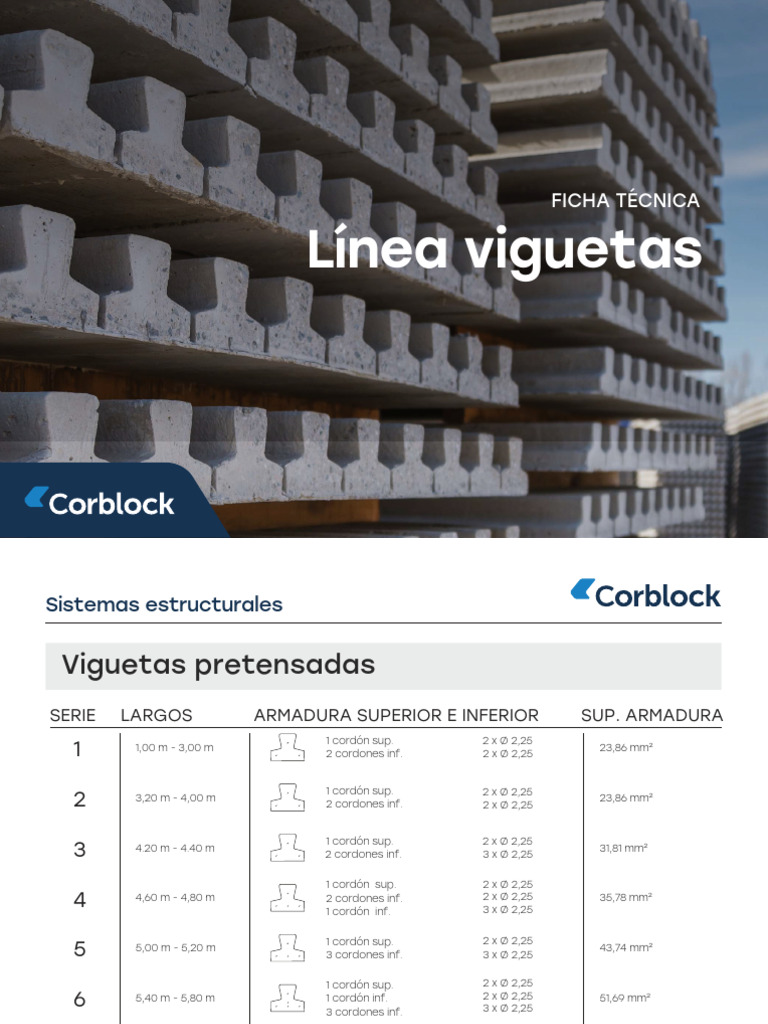Viguetas_ficha_tecnicacomp | PDF | Hormigón | Material compuesto
