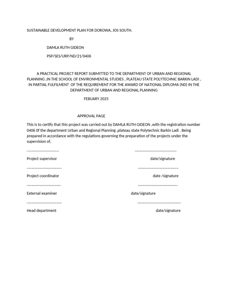 Sustainable Development Plan for Dorowa | PDF