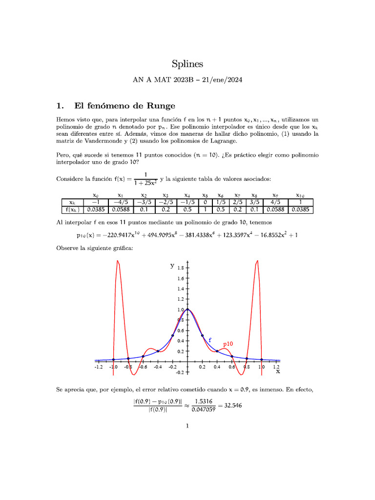 Splines - Analisis Numerico | PDF