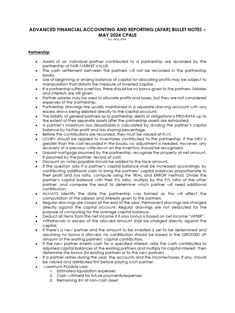 Hcu Afar Bullet Notes - Cpale | PDF | Derivative (Finance) | Equity ...