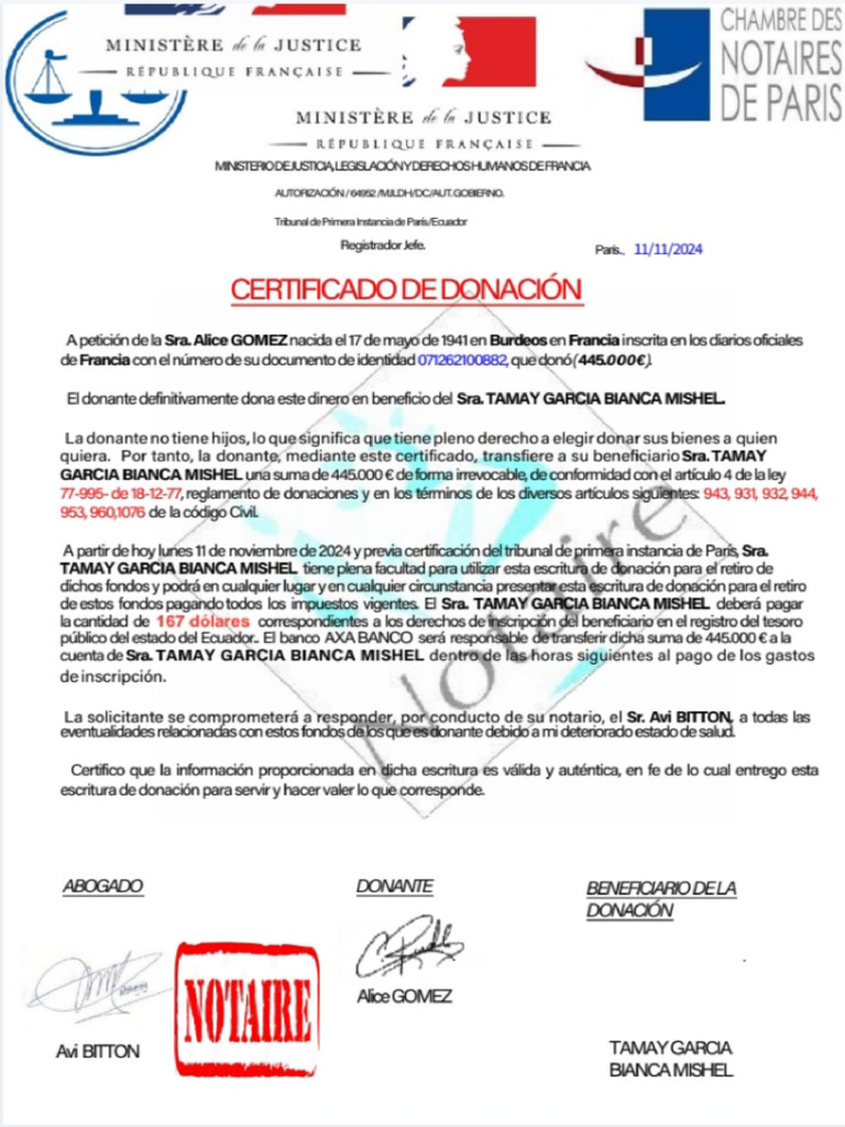 Certificado de Donacíon de Tamay Garcia Bianca Mishel | PDF