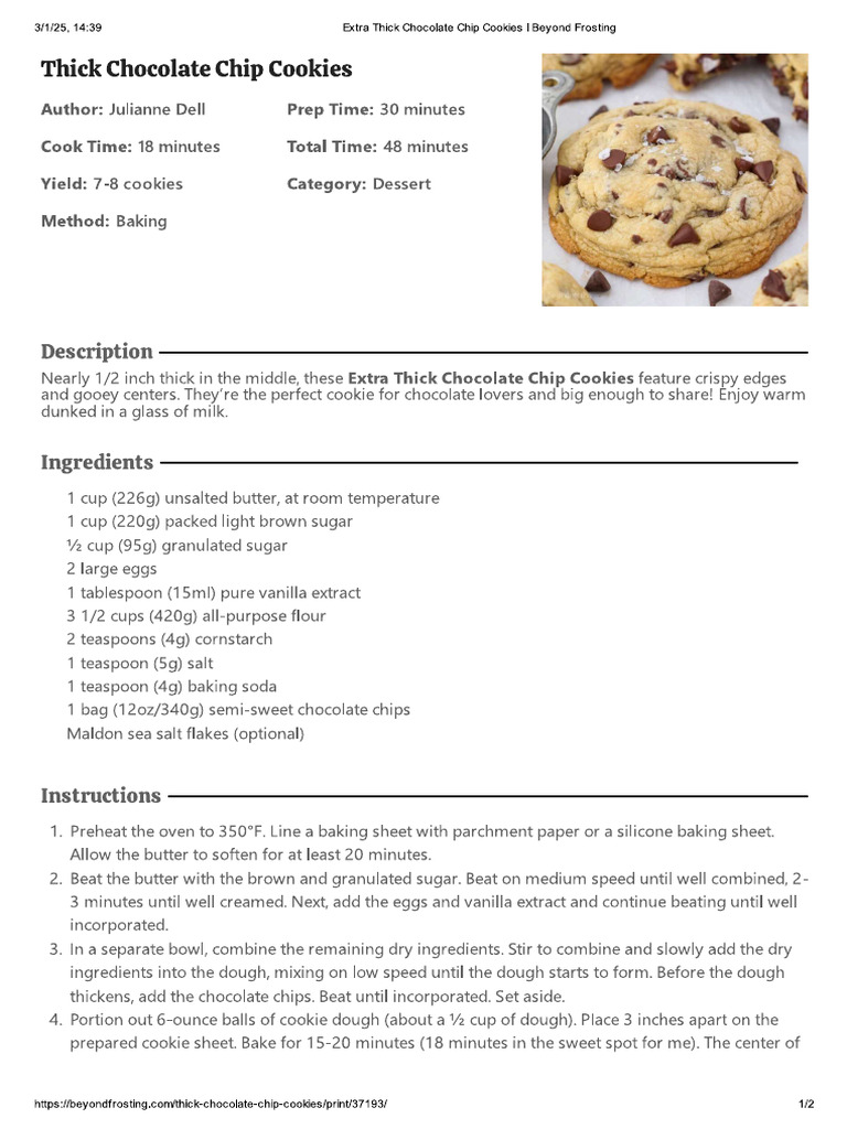 Thick Chocolate Chip Cookies | PDF