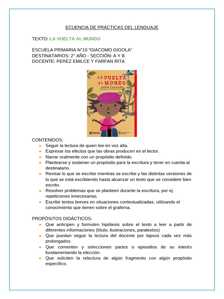 Actividades sobre "La vuelta al mundo" | PDF | Aprendizaje