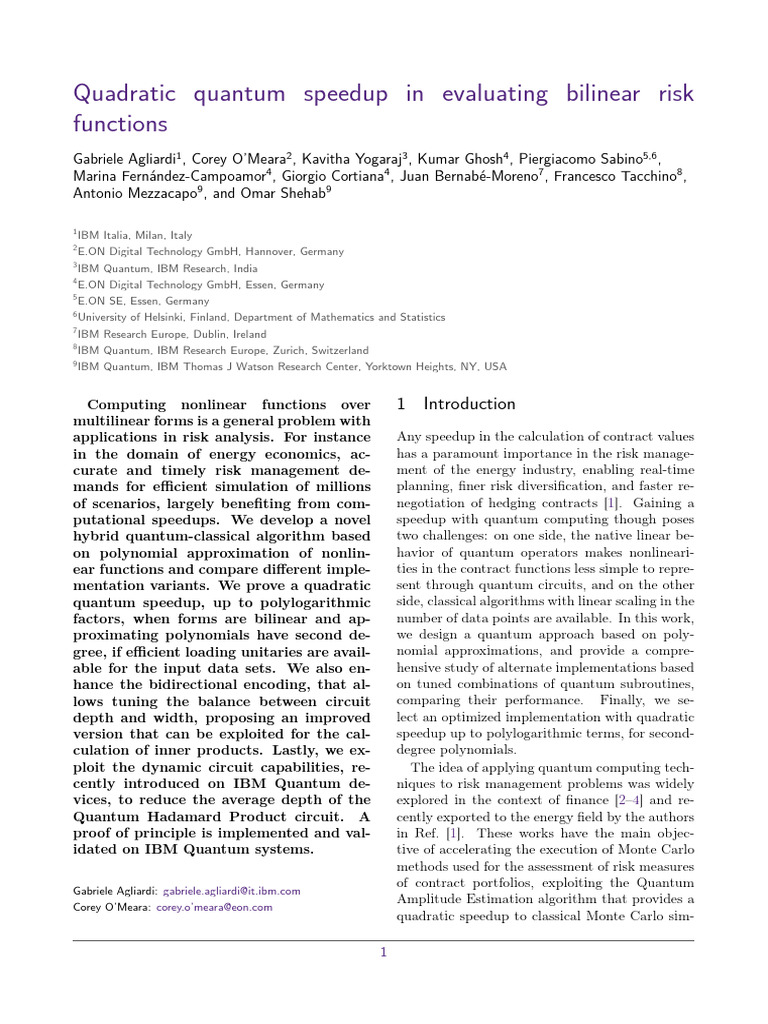 Quadratic Quantum Speedup in Evaluating Bilinear r | PDF | Quantum ...