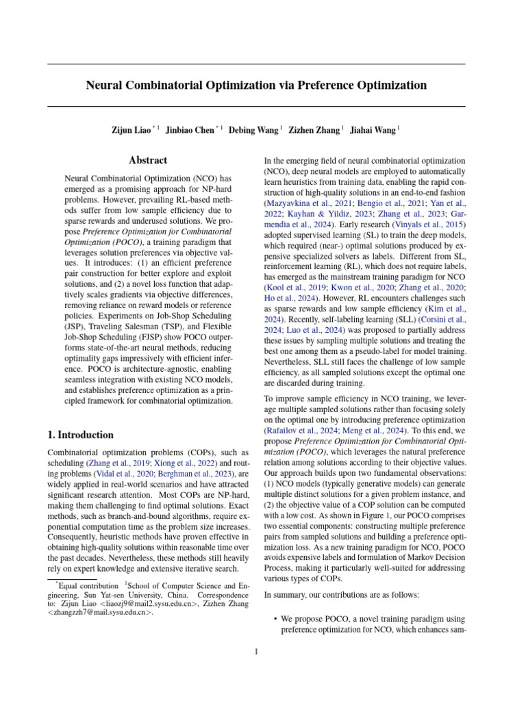Neural Combinatorial Optimization Via Preference O | PDF | Mathematical Optimization ...